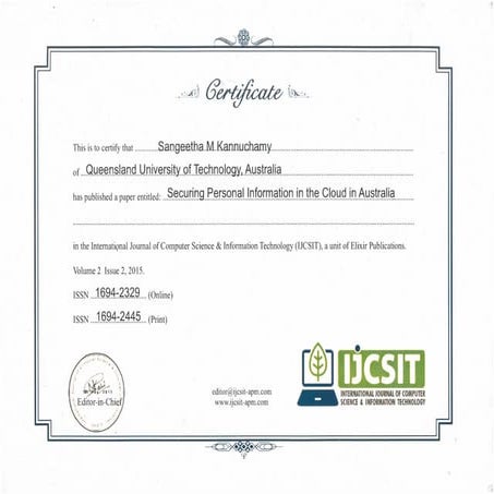 International Journal Publication Certificate | PPT