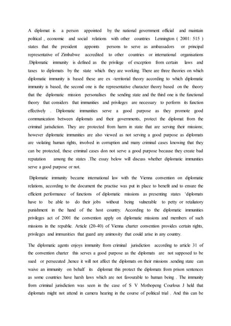 Sovereign & Diplomatic Immunity | PPT | Law