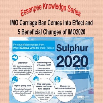 #Carriage Ban for Fuels Non-compliant with IMO 2020 Comes into Force# By SN Panigrahi | PPTX