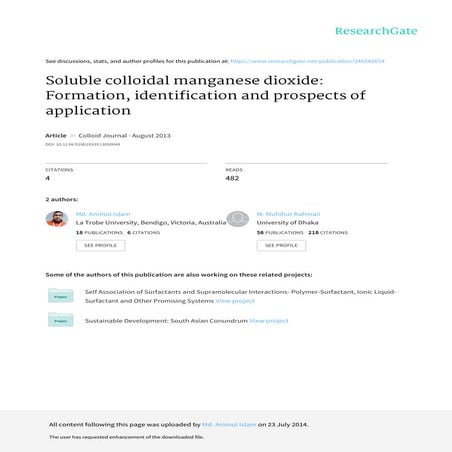 Preparation of colloidal manganese dioxide | PPTX