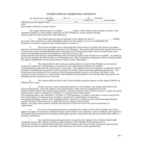 International marketing contract | PDF
