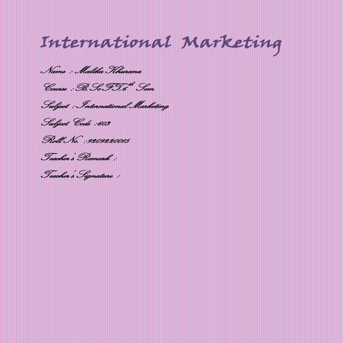 International marketing first page | DOCX