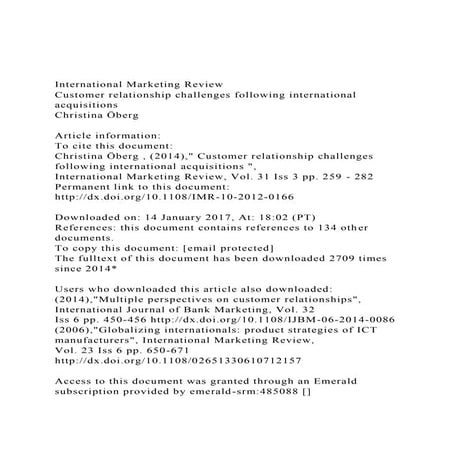 International Marketing ReviewCustomer relationship challeng.docx
