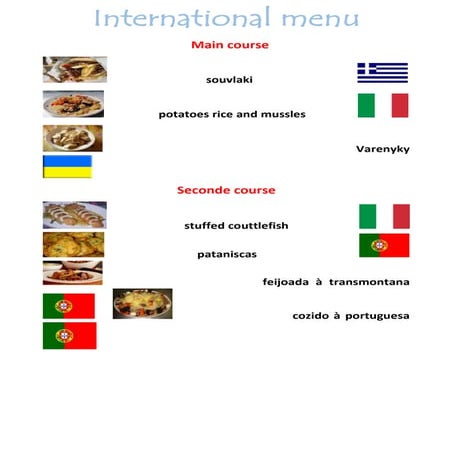 International Menu by Italian students | DOCX