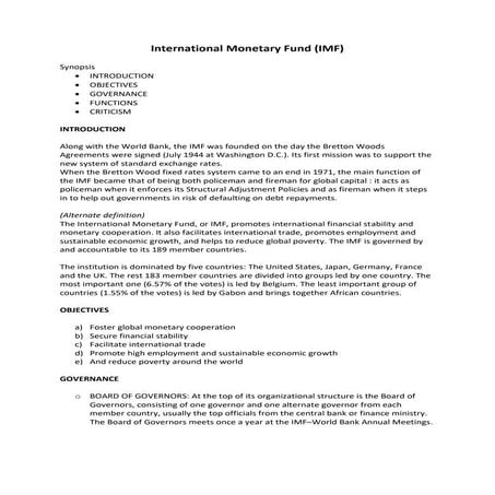 International monetary fund | PDF