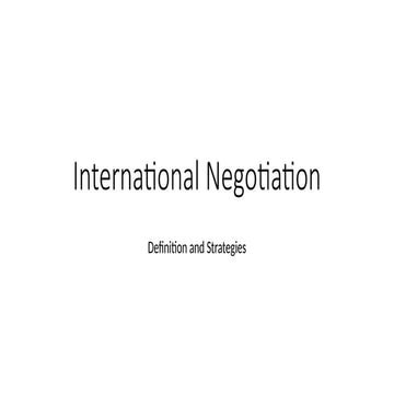 International Negotiation. Definitions a | PPTX