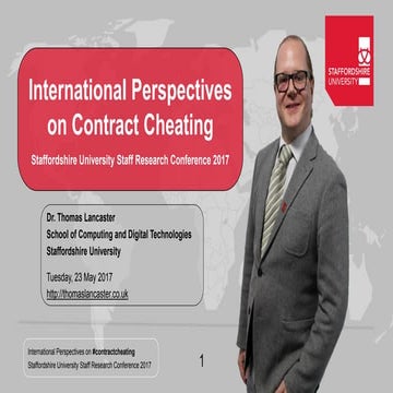 International Perspectives On Contract Cheating - Staffordshire ...