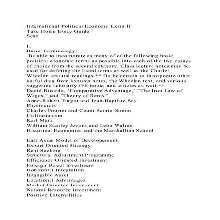 International Political Economy Exam IITake Home Essay GuideSeay.docx