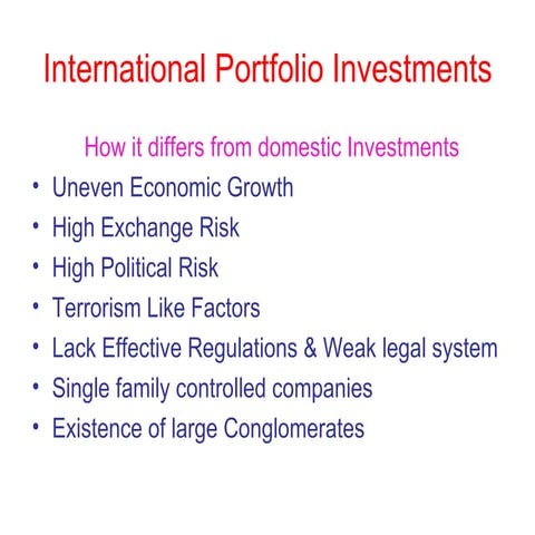 International portfolio management basics | PPT