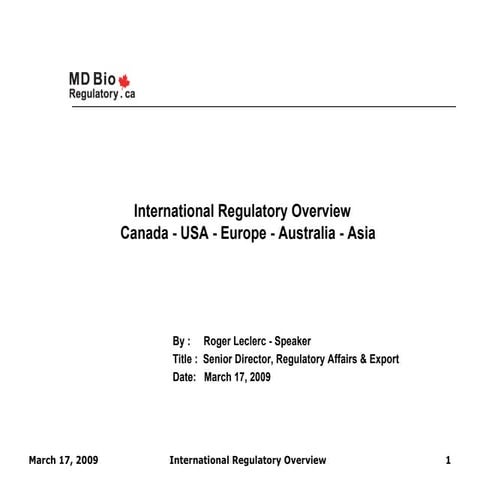 International Regulatory Overview 2009 Rev Linkedln | PPT