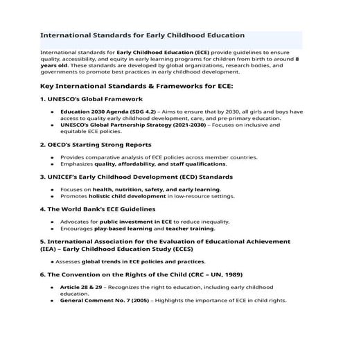 International Standards for Early Childhood Education.docx