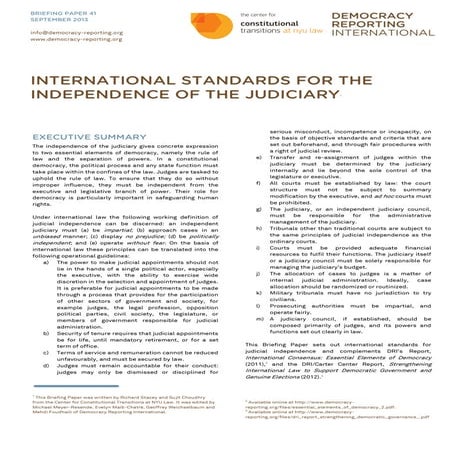 International standards for the independence of the judiciary | PDF