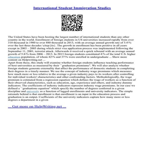 International Student Immigration Studies | PDF