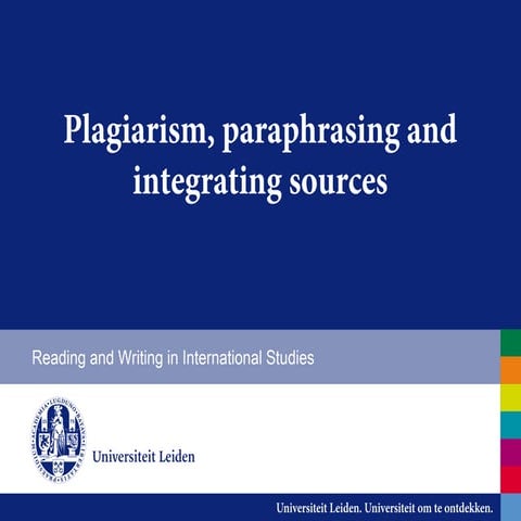 International studies, plagiarism, paraphrasing and integrating sources ...