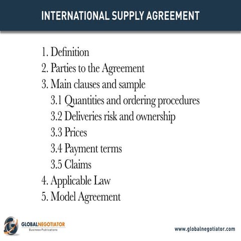 INTERNATIONAL SUPPLY AGREEMENT TEMPLATE | PDF