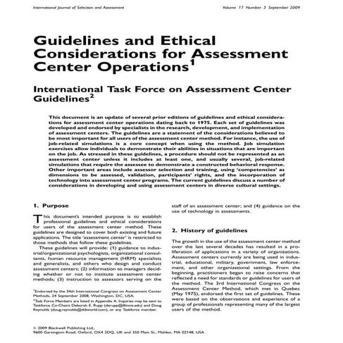 International task force on assessment center guidelines (2009) | PDF