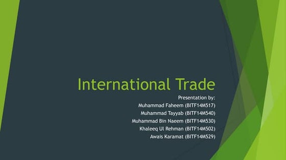 Lecture 1: Introduction to International Trade | PDF
