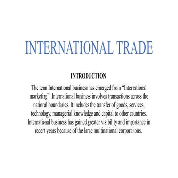 INTERNATIONAL TRADE subject for B.ecom 4th sem | PPTX