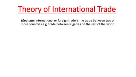Lecture 1: Introduction to International Trade | PDF