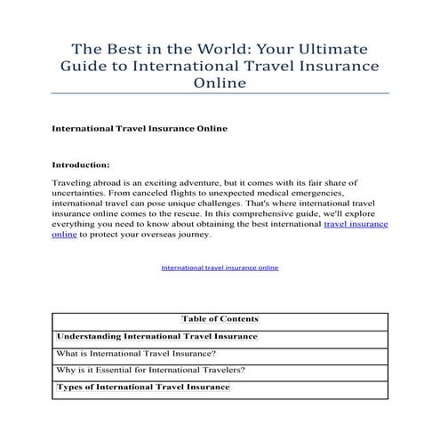 International travel insurance | PPTX