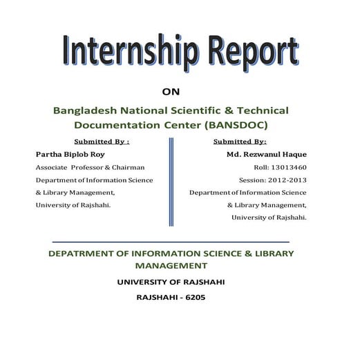 Internship report on BANSDOC- Bangladesh National Scientific and ...
