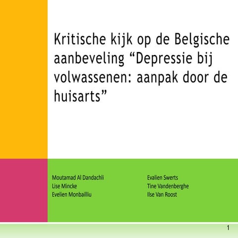 Kritische kijk op de Belgische aanbeveling "Depressie bij volwassenen ...