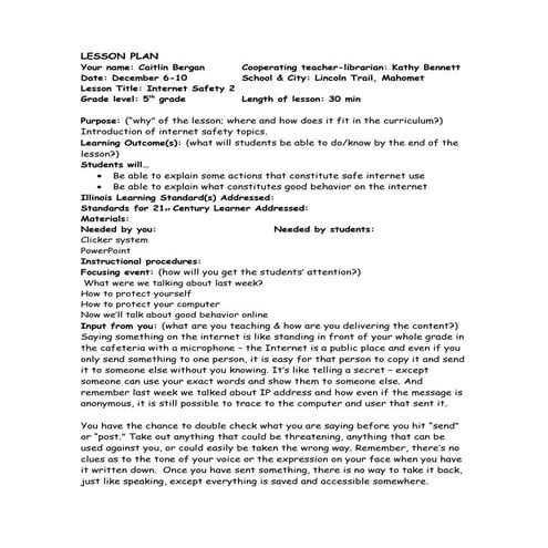 Internet 2 lesson plan | PDF