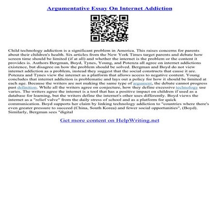 Internet Addiction Essay | PDF