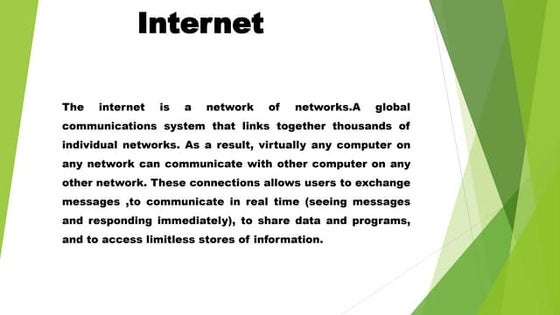 Powerpoint presentation on internet and its uses | PPT