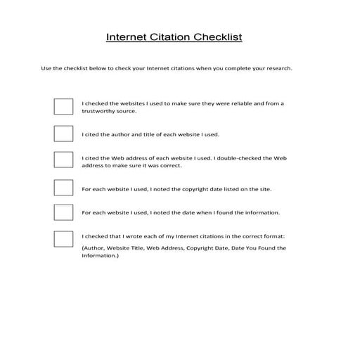 Internet citation checklist | DOCX