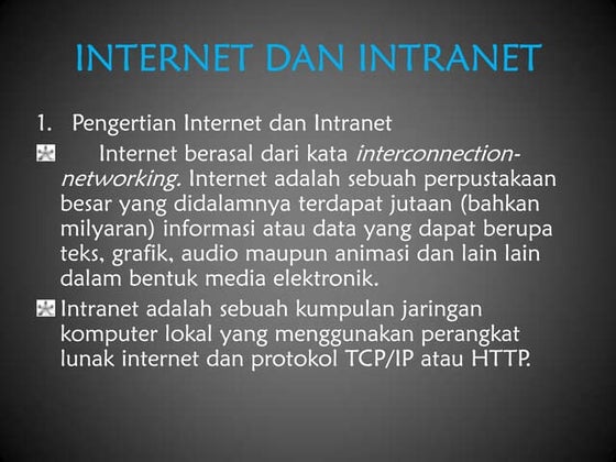 pengertian internet dan intranet | PPT
