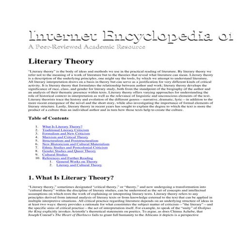 Literary theory and schools of criticism | DOCX