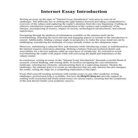 Internet Essay Introduction | PDF