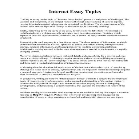 Internet Essay Topics. Trinity Law School | PDF | Internet Safety ...