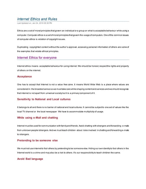 Internet Ethics | PPT