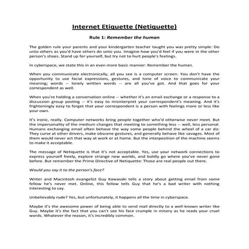Internet etiquette | PDF