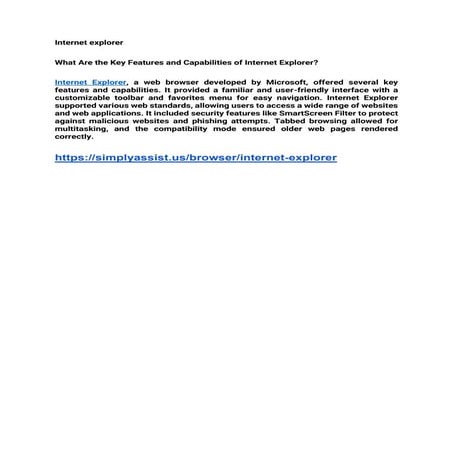 What Are the Key Features and Capabilities of Internet Explorer? | PDF | Browsers | Computer ...