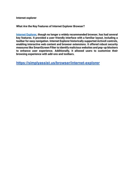 What Are the Key Features and Capabilities of Internet Explorer? | PDF