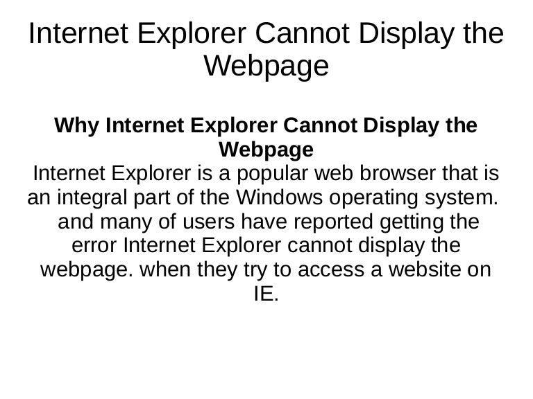 Internet Explorer Cannot Display The Webpage 3904