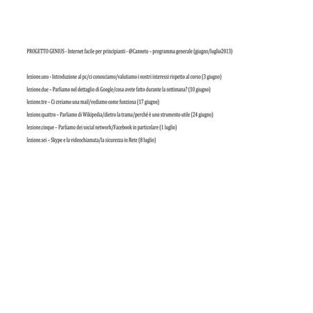 Programma corso - Internet base per principianti @Canneto giugno/luglio 2013 | DOC