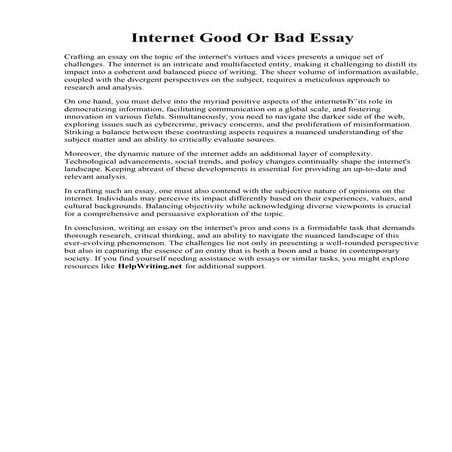 Internet Good Or Bad Essay | PDF