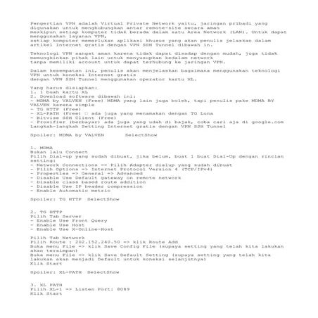 Internet gratis dengan vpn tunnel | TXT