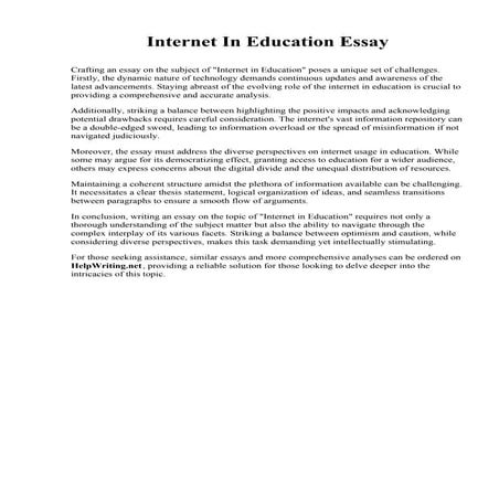 Internet In Education Essay. Ohio Valley University | PDF