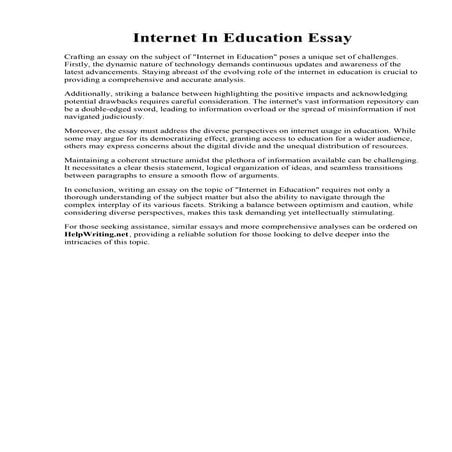 Internet In Education Essay. Advantages And Disadvantages Of Online ...