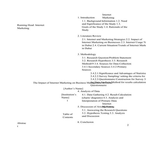 Internet Marketing Dissertation Sample | PDF