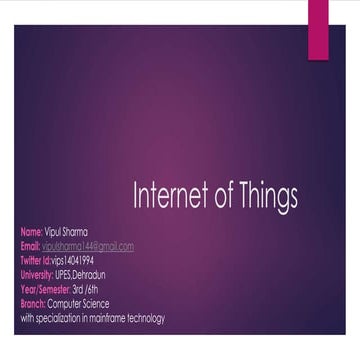 Internet of Things(IoT) - Introduction and Research Areas for Thesis | PPTX