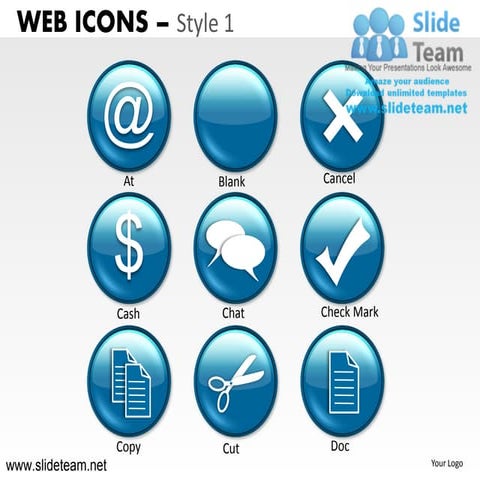 Internet online cut copy web icons style design 1 powerpoint ppt slides ...