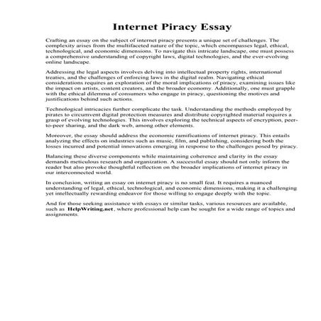 Internet Piracy Essay | PDF