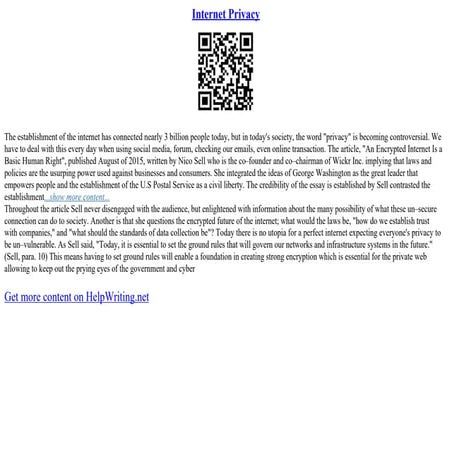 Internet Privacy Essay | PDF