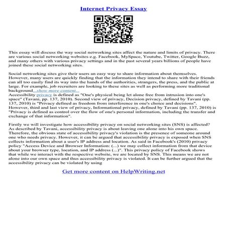 Internet Privacy Essay | PDF